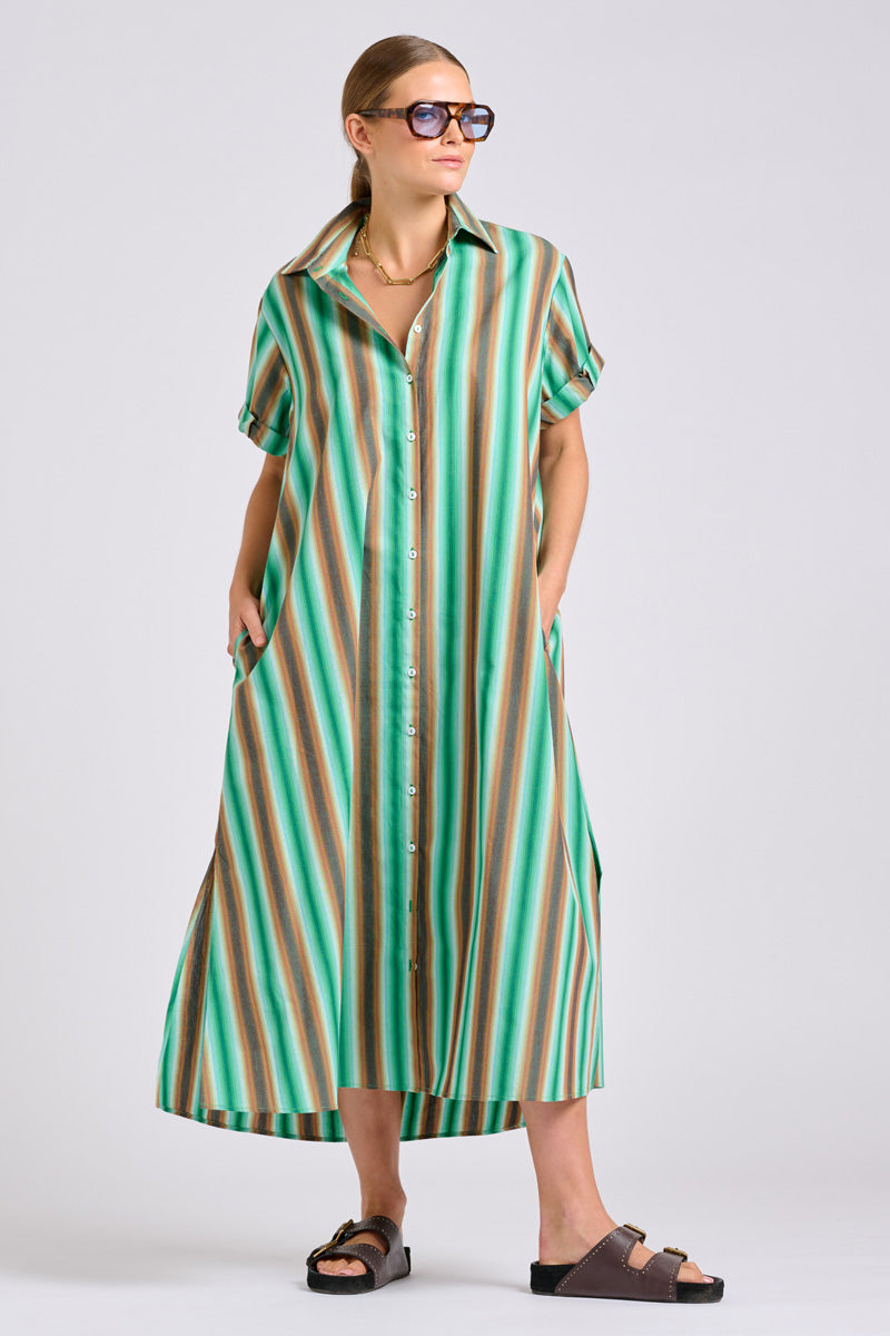 Shop The Lucy Dress - Green Sky Stripe – Shirty Group